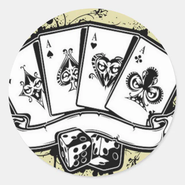 Four aces cards design classic round sticker | Zazzle