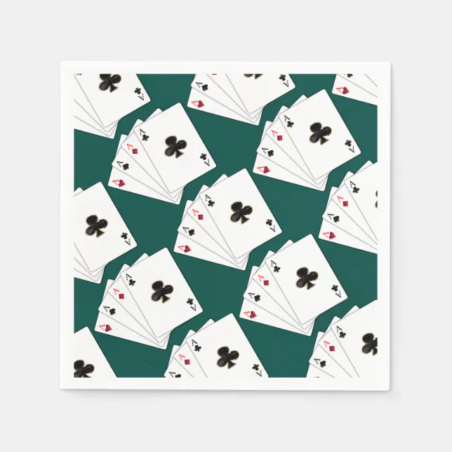 Four Aces Playing Cards Pattern Napkins | Zazzle