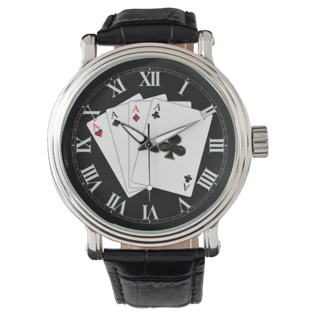Four Aces Playing Cards Wrist Watch | Zazzle