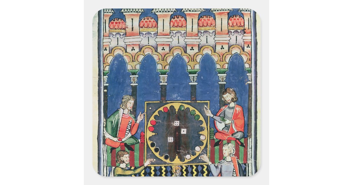 Four Arabic Backgammon Players Square Sticker | Zazzle