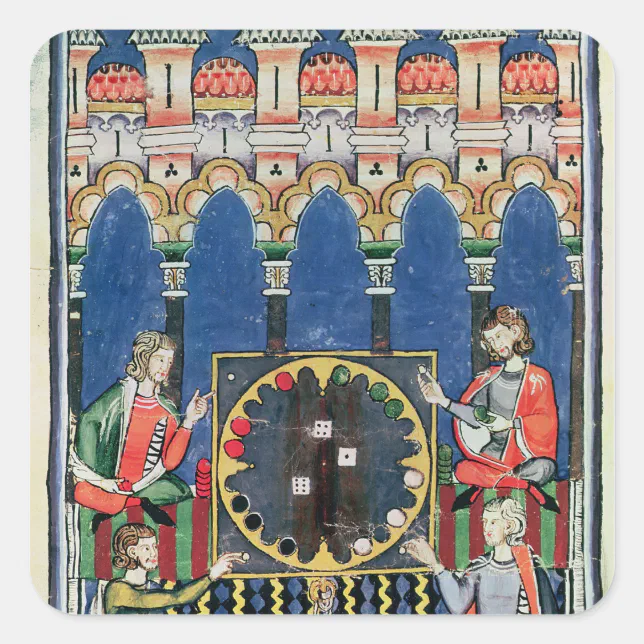 Four Arabic Backgammon Players Square Sticker | Zazzle