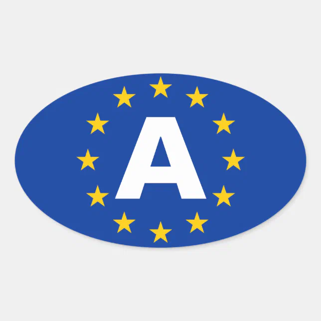 FOUR Austria "A" European Union Flag Oval Sticker | Zazzle