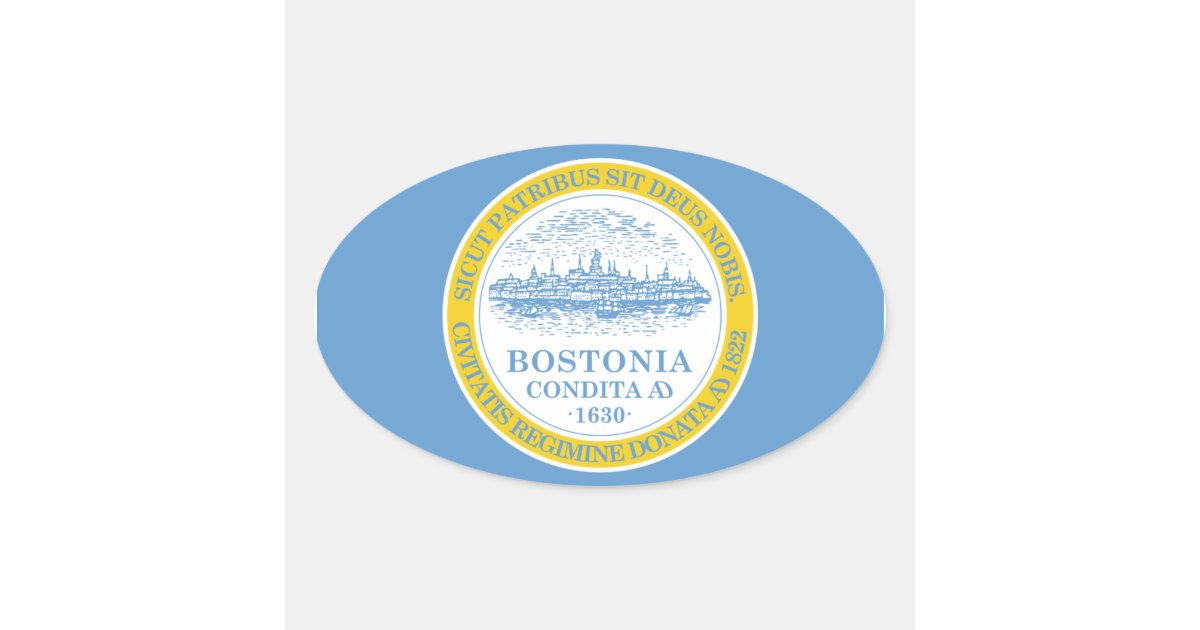 FOUR Boston Flag Oval Sticker | Zazzle