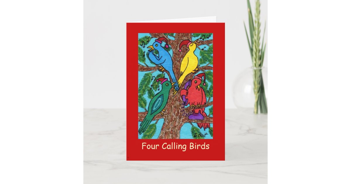 Four Calling Birds Holiday Card | Zazzle.com
