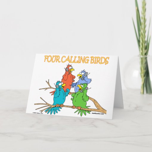 Four Calling Birds Holiday Card | Zazzle