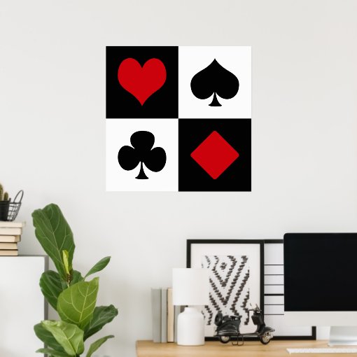 Four card suits poster | Zazzle