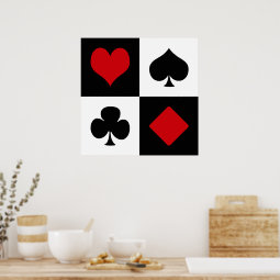 Four card suits poster | Zazzle