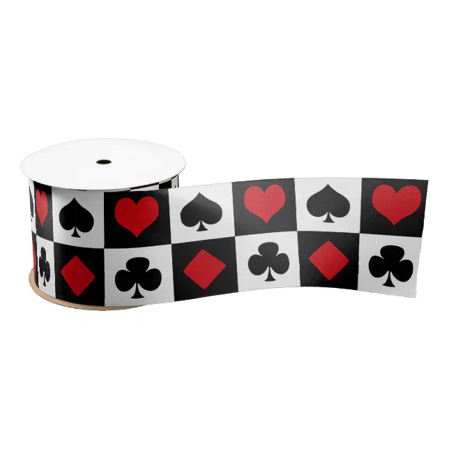 Four card suits satin ribbon | Zazzle