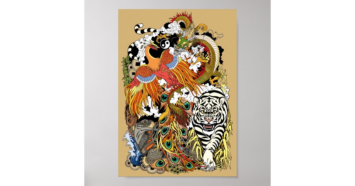 four celestial animals poster | Zazzle