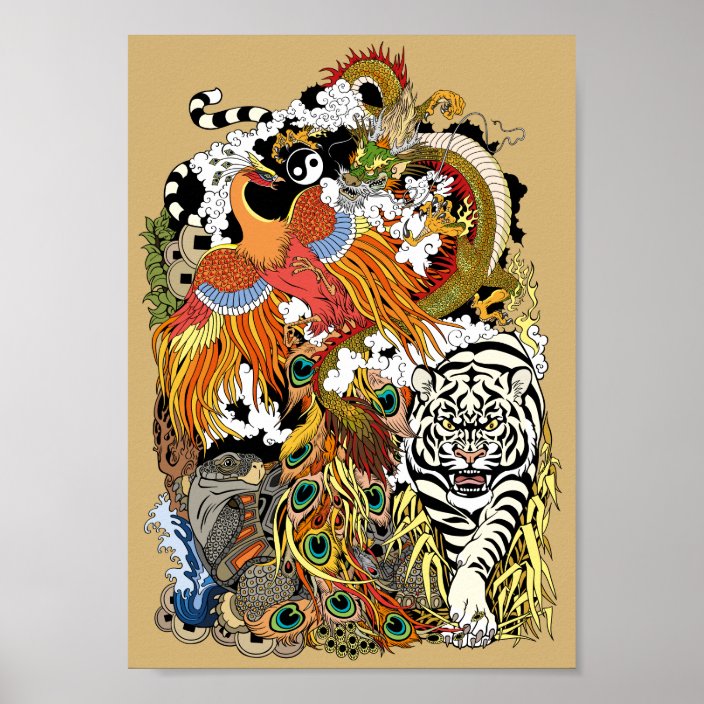 four celestial animals poster | Zazzle.com