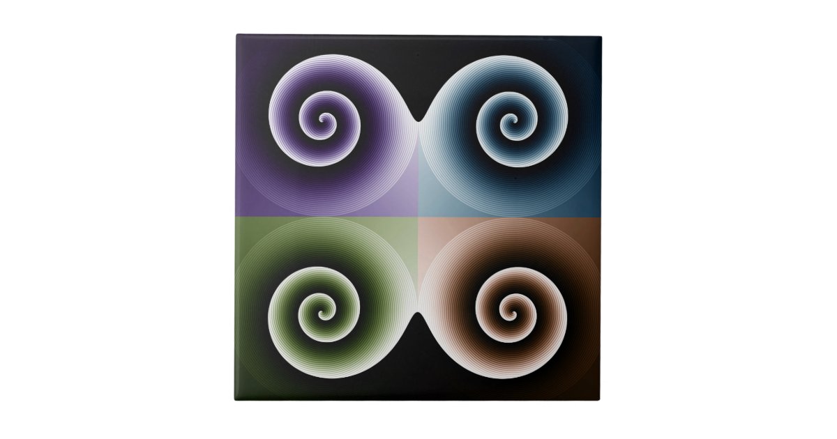 Four Color Spiral Art Ceramic Tile | Zazzle