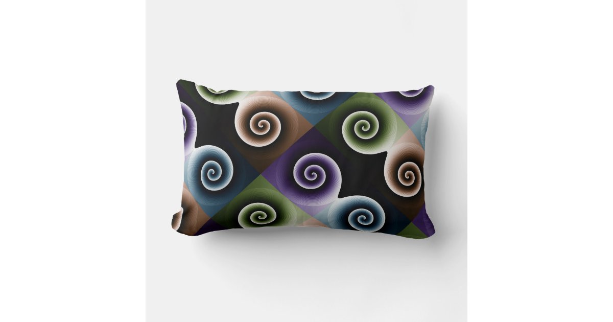 Four Color Spiral Art Lumbar Pillow | Zazzle