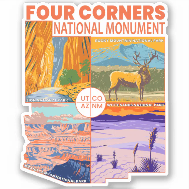 Four Corners National Monument w/ National Parks 2 Sticker | Zazzle