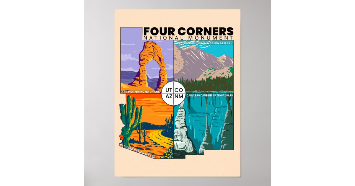 Four Corners National Monument with National Parks Poster | Zazzle