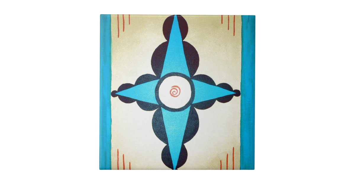 Four Directions Native American Inspired Artwork Tile | Zazzle