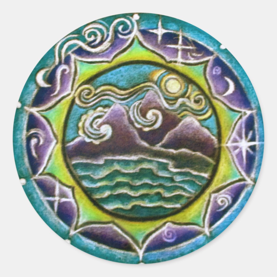 Four Elements Mandala Sticker earth, water, fire, | Zazzle