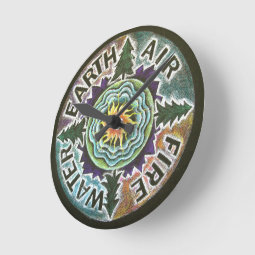 Four Elements Sun Mandala Round Clock | Zazzle