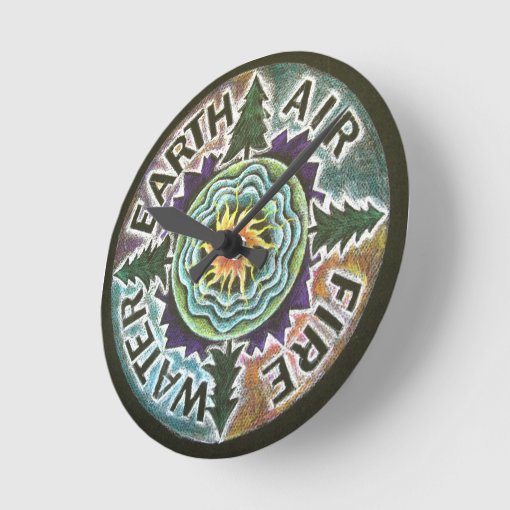 Four Elements Sun Mandala Round Clock | Zazzle