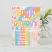 Four-Ever Groovy Birthday Invitation | Zazzle