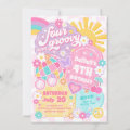 Four Ever Groovy Pastel Rainbow 4th Birthday Party Invitation | Zazzle