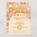 Four ever groovy retro birthday Invitation | Zazzle