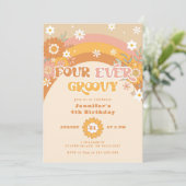 Four ever groovy retro birthday Invitation | Zazzle