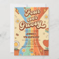 Four Ever Groovy Retro Rainbow 4th Birthday Invitation | Zazzle