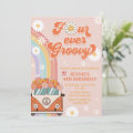 Four Ever Groovy Retro Rainbow 4th Birthday Invitation | Zazzle