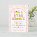 Four Ever Groovy Smile 4th Birthday Invitation | Zazzle