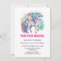 Four Ever Magical Pastel Unicorn Fourth Birthday Invitation | Zazzle