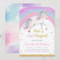 Four Ever Magical Unicorn 4th Birthday Invitation | Zazzle