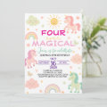 Four Ever Magical Unicorn 4th Birthday Invitation | Zazzle