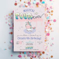 FOUR ever Magical Unicorn Cute Girl 4th Birthday Invitation | Zazzle