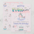 FOUR ever Magical Unicorn Cute Girl 4th Birthday Invitation | Zazzle