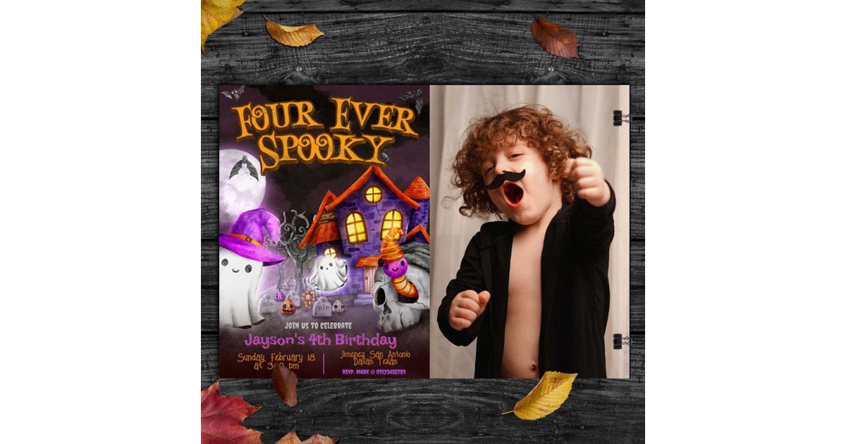 Four Ever Spooky - 4th Birthday Invitation | Zazzle