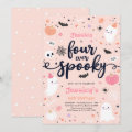 Four Ever Spooky Cute Halloween Ghost 4th Birthday Invitation | Zazzle