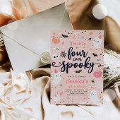 Four Ever Spooky Cute Halloween Ghost 4th Birthday Invitation | Zazzle