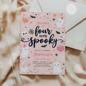 Four Ever Spooky Cute Halloween Ghost 4th Birthday Invitation | Zazzle