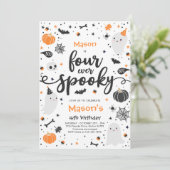 Four Ever Spooky Cute Halloween Ghost 4th Birthday Invitation | Zazzle