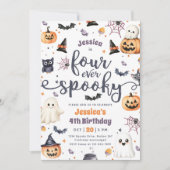 Four Ever Spooky Cute Halloween Ghost 4th Birthday Invitation | Zazzle