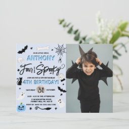 Four Ever Spooky! Halloween 4th Birthday Photo Invitation | Zazzle
