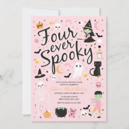 Four Ever Spooky Halloween Birthday Invitation | Zazzle