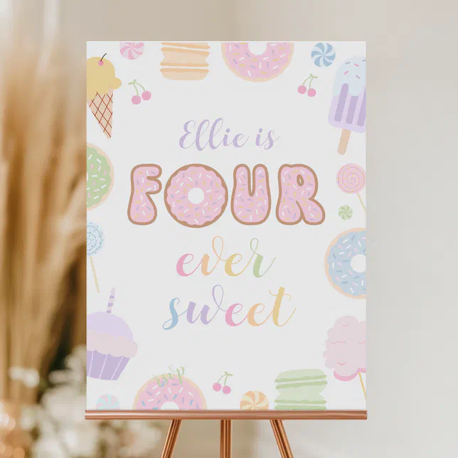 Four Ever Sweet 4th Birthday Sign | Zazzle