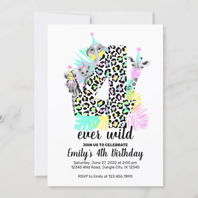 Four ever wild 4th Wild Birthday invitation | Zazzle