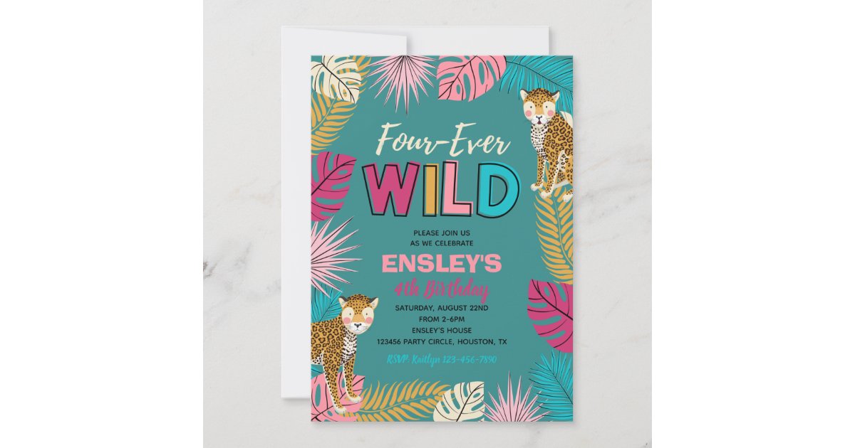 Four-Ever Wild Invitation | Jungle 4th Birthday | Zazzle