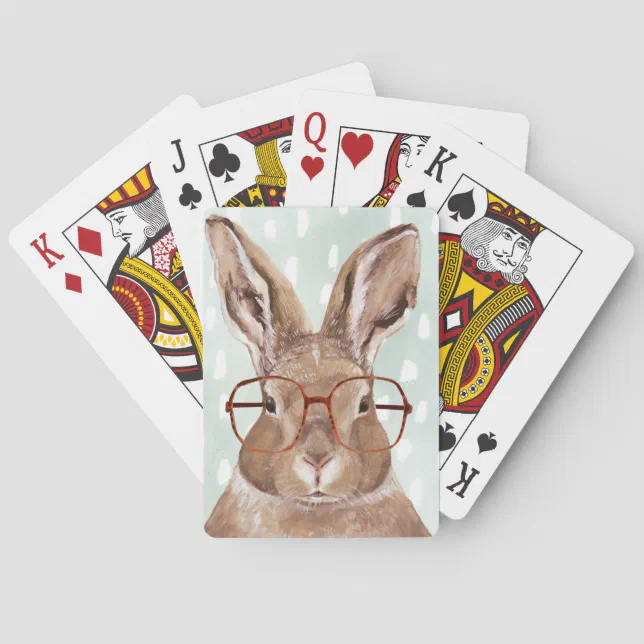 Four-Eyed Forester | Bunny Rabbit Poker Cards | Zazzle