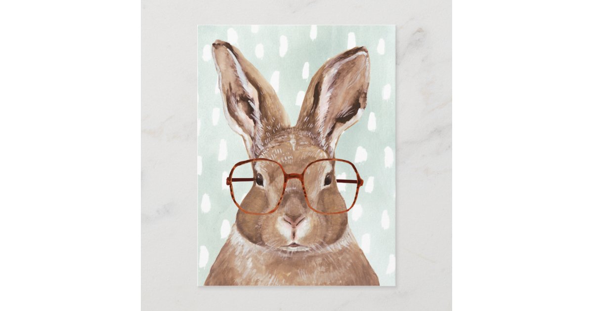 Four-Eyed Forester | Bunny Rabbit Postcard | Zazzle