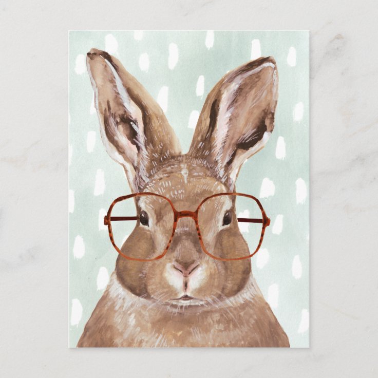 Four-Eyed Forester | Bunny Rabbit Postcard | Zazzle
