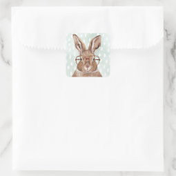 Four-Eyed Forester | Bunny Rabbit Square Sticker | Zazzle