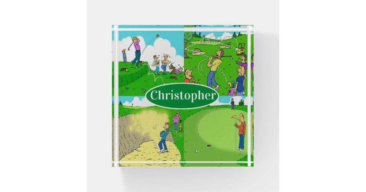 Four Fun Golf Cartoons. Paperweight | Zazzle